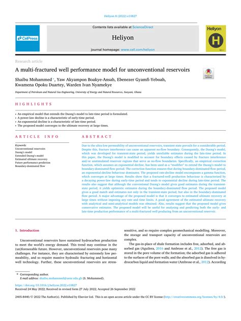 Pdf A Multi Fractured Well Performance Model For Unconventional Reservoirs
