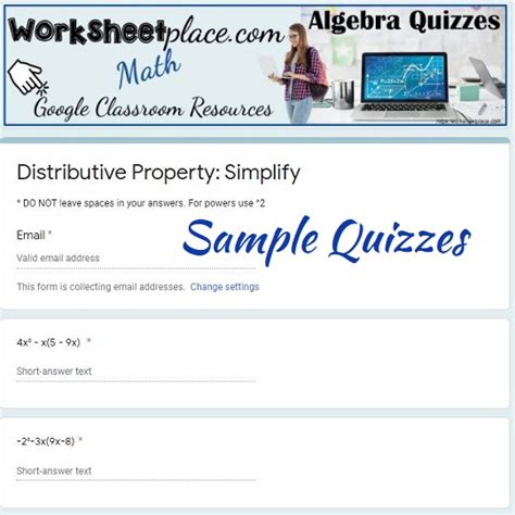 Simplify The Expressions Google Quiz And Print Worksheets