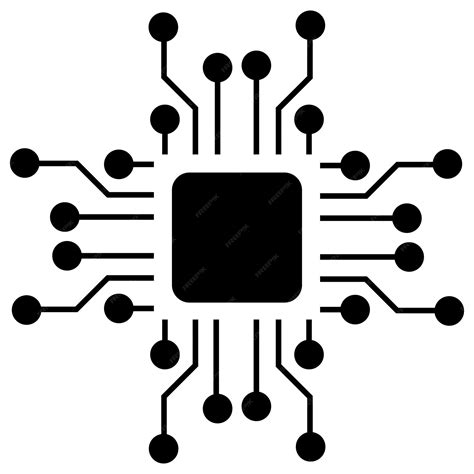Premium Vector Silhouette Of Simple Schematic Chip Or Component For Microcircuits Isolated On