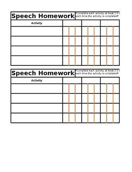 Homework Chart Completely Editable Double Sided Excel Sheet TPT