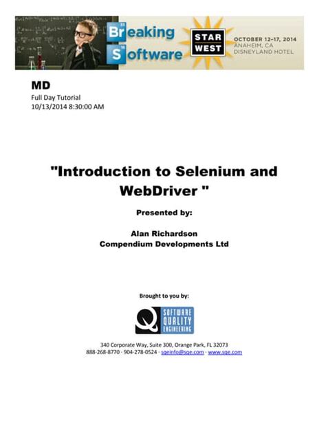 introduction to selenium and webdriver pdf