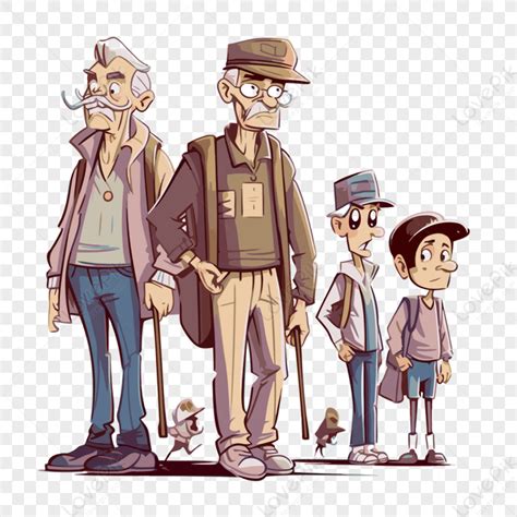 두 만화 남자와 서로 보여주는 그들의 아들 벡터 클립 아트 시민 Png 일러스트 무료 다운로드 Lovepik