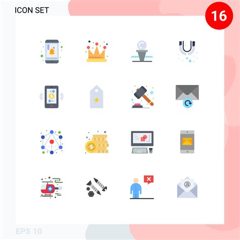 Universal Icon Symbols Group Of 16 Modern Flat Colors Of Internet Of Things Connections Ball