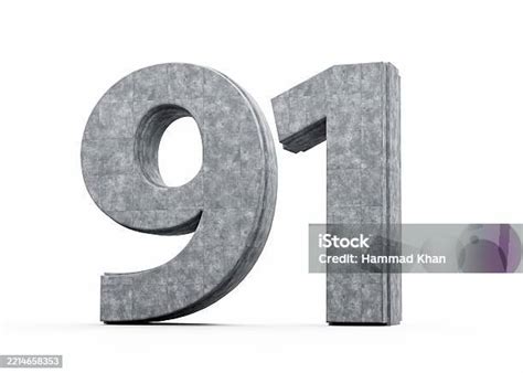 콘크리트 번호 91 91 숫자 회색 콘크리트 돌 흰색 배경 3d 그림으로 만든 0명에 대한 스톡 사진 및 기타 이미지 0명 3차원 형태 개념 Istock