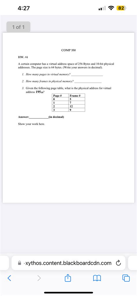 solved hw 4 a certain computer has a virtual address space