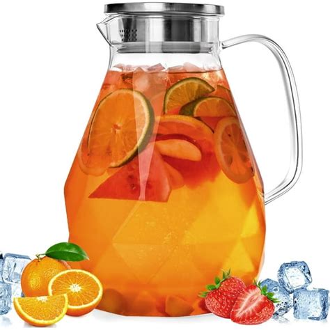 Glass Pitcher With Lid Precise Scale Line Hotcold Water Jug Juice