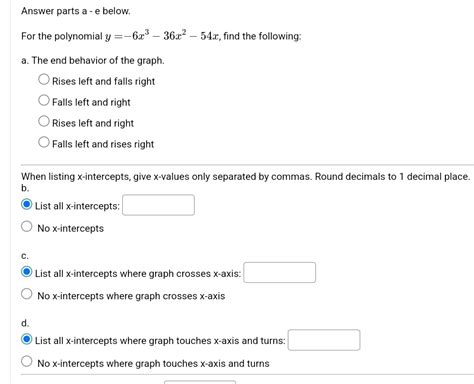solved answer parts a ﻿e below for the polynomial