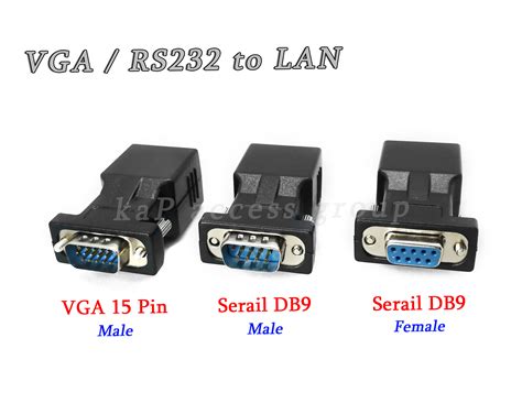 หัวแปลง Vga To Rj45 Lan Serial Rs232 Db9 To Lan ผู้ เมีย ออก Rj45 Adapter Extender Th