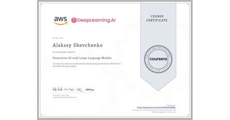 Aleksey Shevchenko On Linkedin Completion Certificate For Generative Ai With Large Language Models