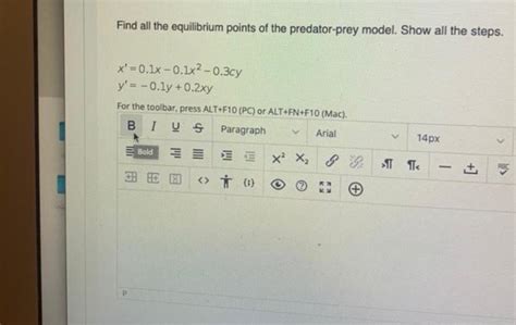 Solved Find All The Equilibrium Points Of The Predator Prey