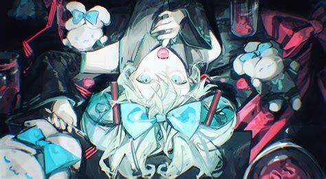 Safebooru 1girl Aqua Eyes Aqua Necktie Blue Bow Bow Bow Shaped Hair