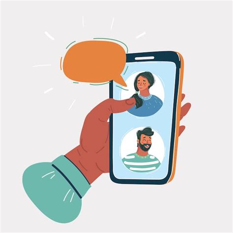 Premium Vector Vector Illustration Of Conversation By Smartphon Man And Woman Chatting