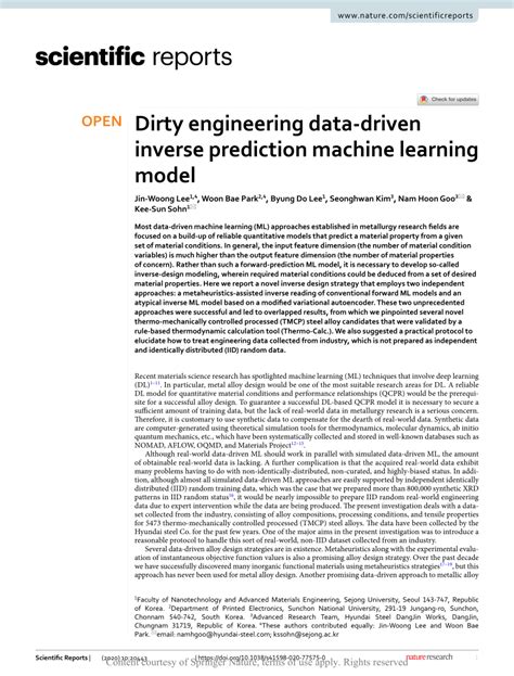Pdf Dirty Engineering Data Driven Inverse Prediction Machine Learning Model