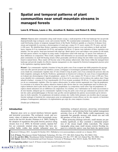 Pdf Spatial And Temporal Patterns Of Plant Communities Near Small