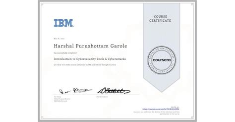 Harshal Garole On Linkedin Completion Certificate For Introduction To Cybersecurity Tools And Cyber