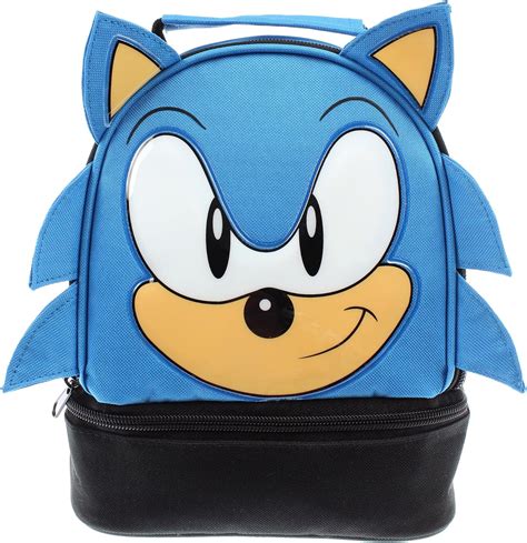 Brandclub Bioworld Sega Sonic The Hedgehog Lunch Bag Big Face Dual Compartment Lunch Box Kit