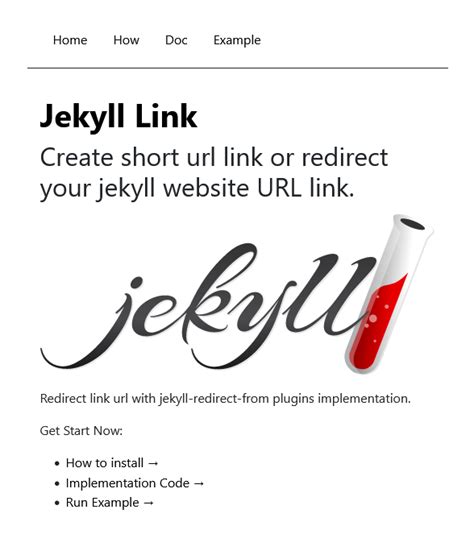 Jekyll Redirect Link