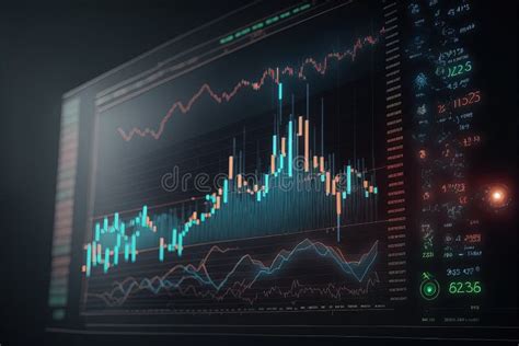 Computer Screen Monitors With Statistic Financial Graphs Analytics And Statistics Generative