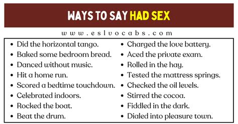 50 Funny Ways To Say Had Sex Esl Vocabs
