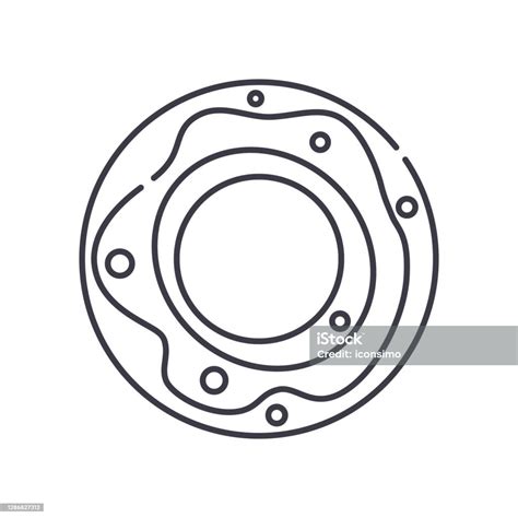 도넛 아이콘 선형 격리 일러스트레이션 씬 라인 벡터 웹 디자인 사인 흰색 배경에 편집 가능한 스트로크가 있는 개요 개념 기호 개체 그룹에 대한 스톡 벡터 아트 및 기타