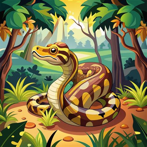 Banana Ball Python In Love Stands Forest Vector Stock Vector Illustration Of Banana Water