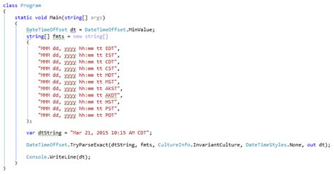 Datetimeoffset Example