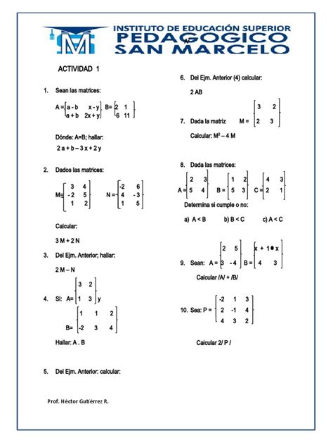Practica Matrices Pdf
