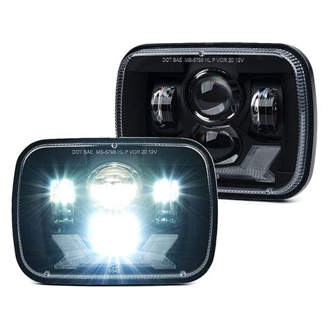 Xprite® Hl 5x7 G4 5x7 Rectangular Black Led Headlights With Drl