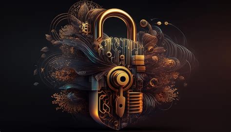 Premium Ai Image Cyber Lock And Key Abstract Illustration Cyber Security Concept Generative Ai