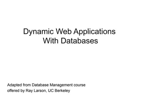 Lecture 9 Dynamic Web Application Ppt