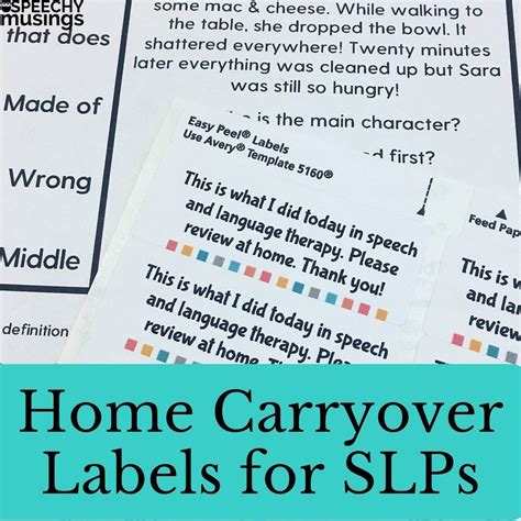 Homework Labels For Speech Therapy Speech Language Speech Therapy Activities Speech Therapy
