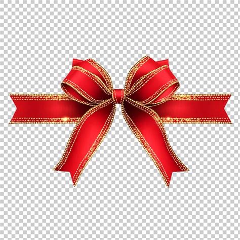 투명한 배경에 고립 된 빨간 리본 활 프리미엄 Psd 파일