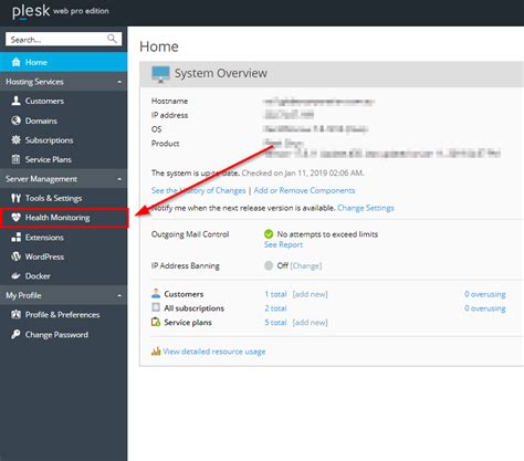 Plesk Onyx Updating Health Monitoring After A Hardware Change Conetix