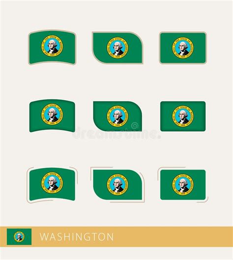 Vector Flags Of Washington Collection Of Washington Flags Stock Vector