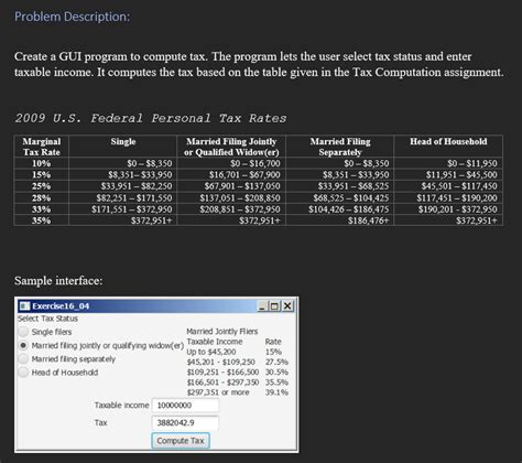 Create A Gui Program To Compute Tax The Program Lets