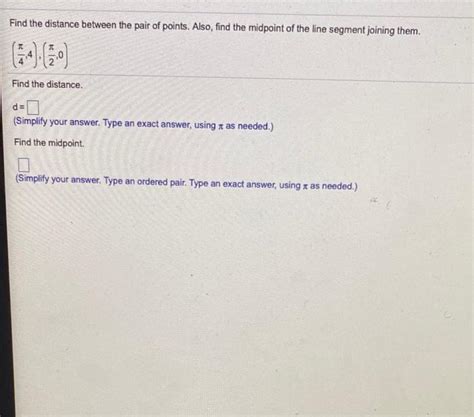 solved find the distance between the pair of points also