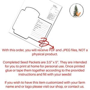 Basic Seed Packet Template Seed Envelope Seed Saving Packet Downloadable Printable And PDF