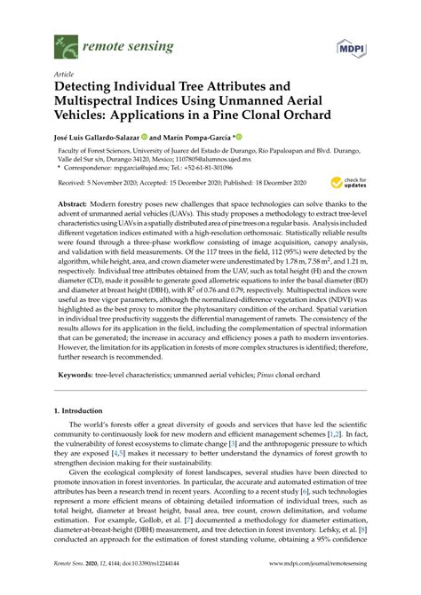 Pdf Detecting Individual Tree Attributes And Multispectral Indices Using Unmanned Aerial