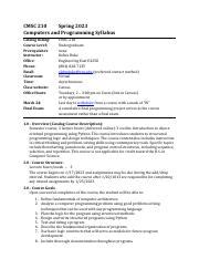 CMSC 210 Syllabus Spring 2023 Pdf CMSC 210 Spring 2023 Course Hero