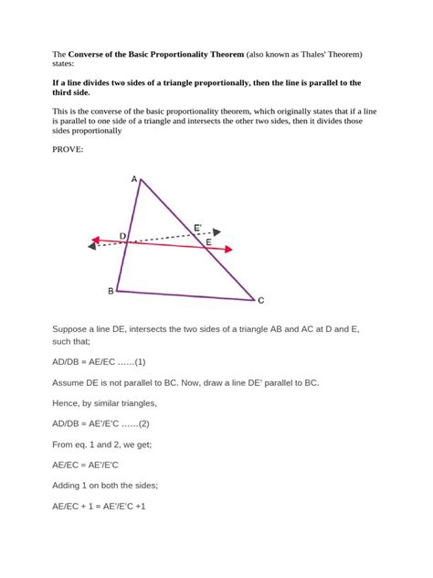 The Converse Of The Basic Proportionality Theorem Pdf