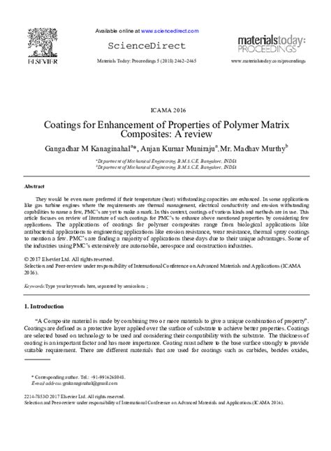 Pdf Coatings For Enhancement Of Properties Of Polymer Matrix