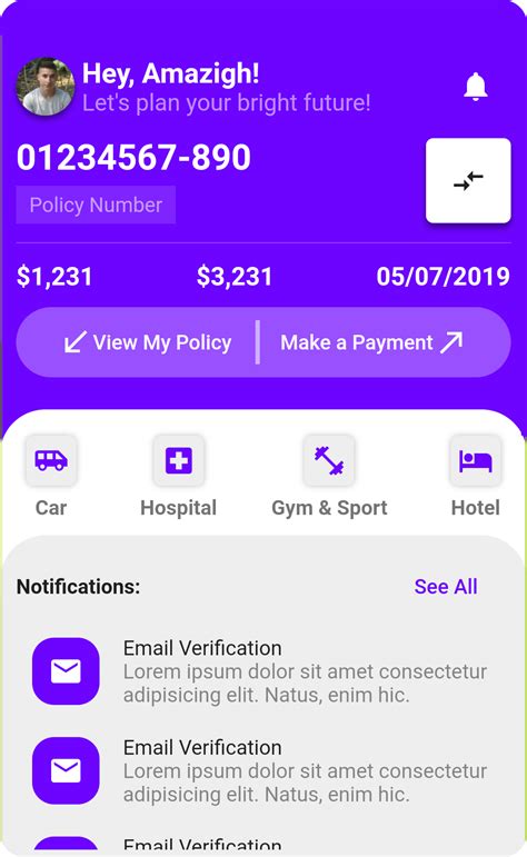 Insurance App Ui Flutter Source Code Behance