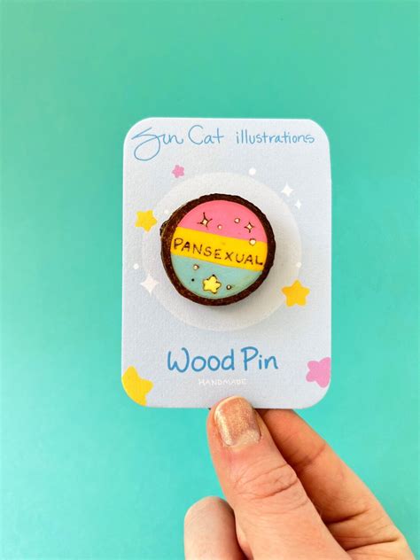 Pansexual Pin Pansexual Pride Pin Pan Pride Pan Pride Pin Queer Pin LGBQIA Pin Wood