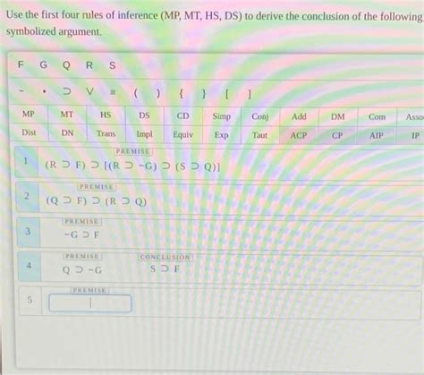 solved use the first four rules of inference mp mt hs