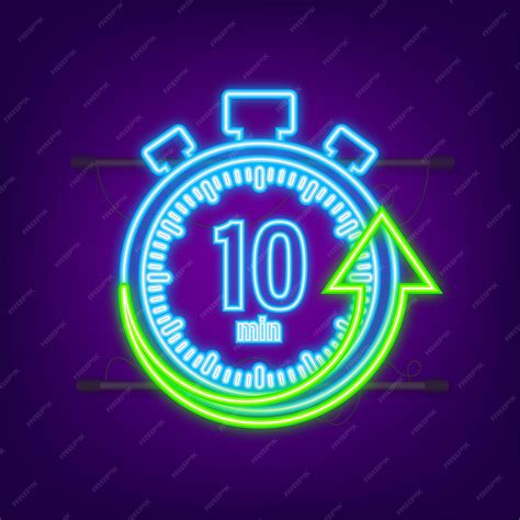 Premium Vector The 10 Minutes Stopwatch Vector Neon Icon Stopwatch Icon In Flat Style Timer