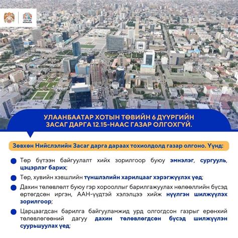 Улаанбаатар хотын төвийн зургаан дүүргийн Засаг дарга арван хоёрдугаар сарын 15 наас газар