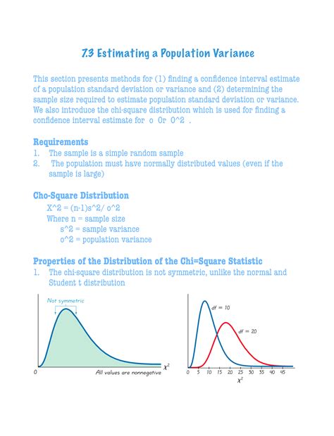 statistics estimating a population variance 7 3 estimating a