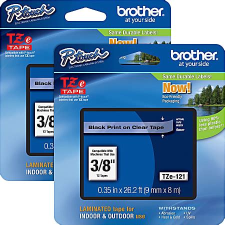 Brother P Touch Tze Laminated Tape Cartridges W Rectangle Clear Per Bundle