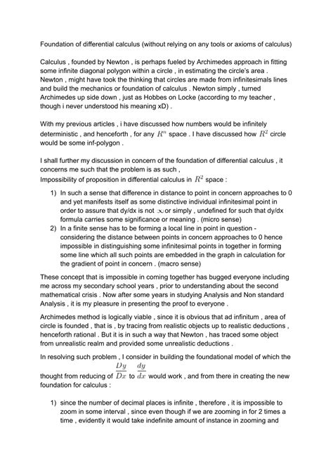 Pdf Foundation Of Differential Calculus Without Relying On Any Tools Or Axioms Of Calculus