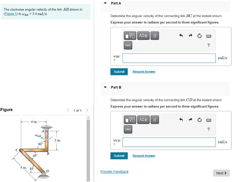 Solved The Clockwise Angular Velocity Of The Link Ab ﻿shown